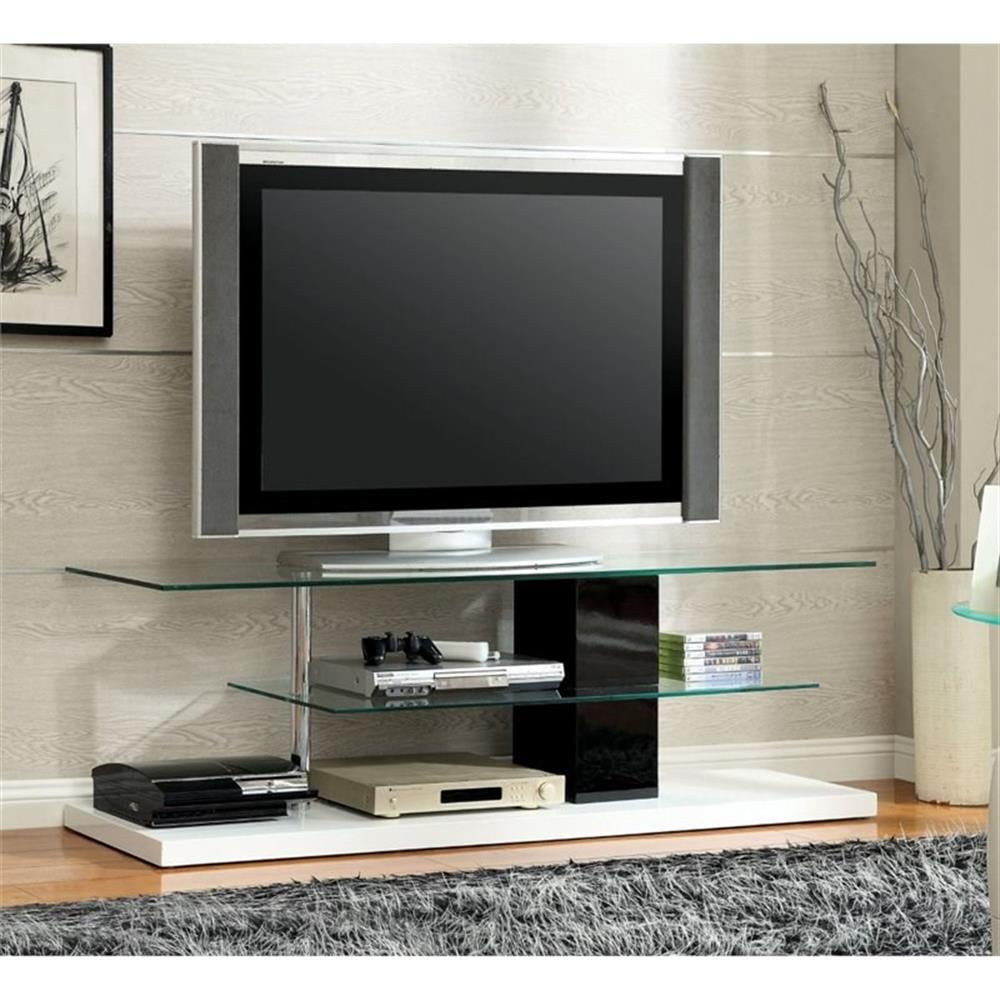 Allora 63" Glass Top TV Stand in Black and White - Walmart.com
