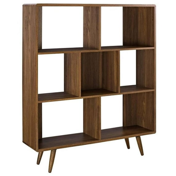Allora 7-Cubby Storage Modern Particleboard Wood Bookcase in Walnut ...