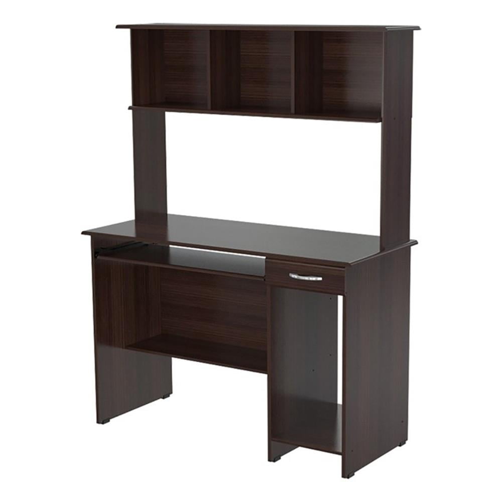 Allora Contemporary Wood Computer Desk with Hutch in Espresso - Walmart.com