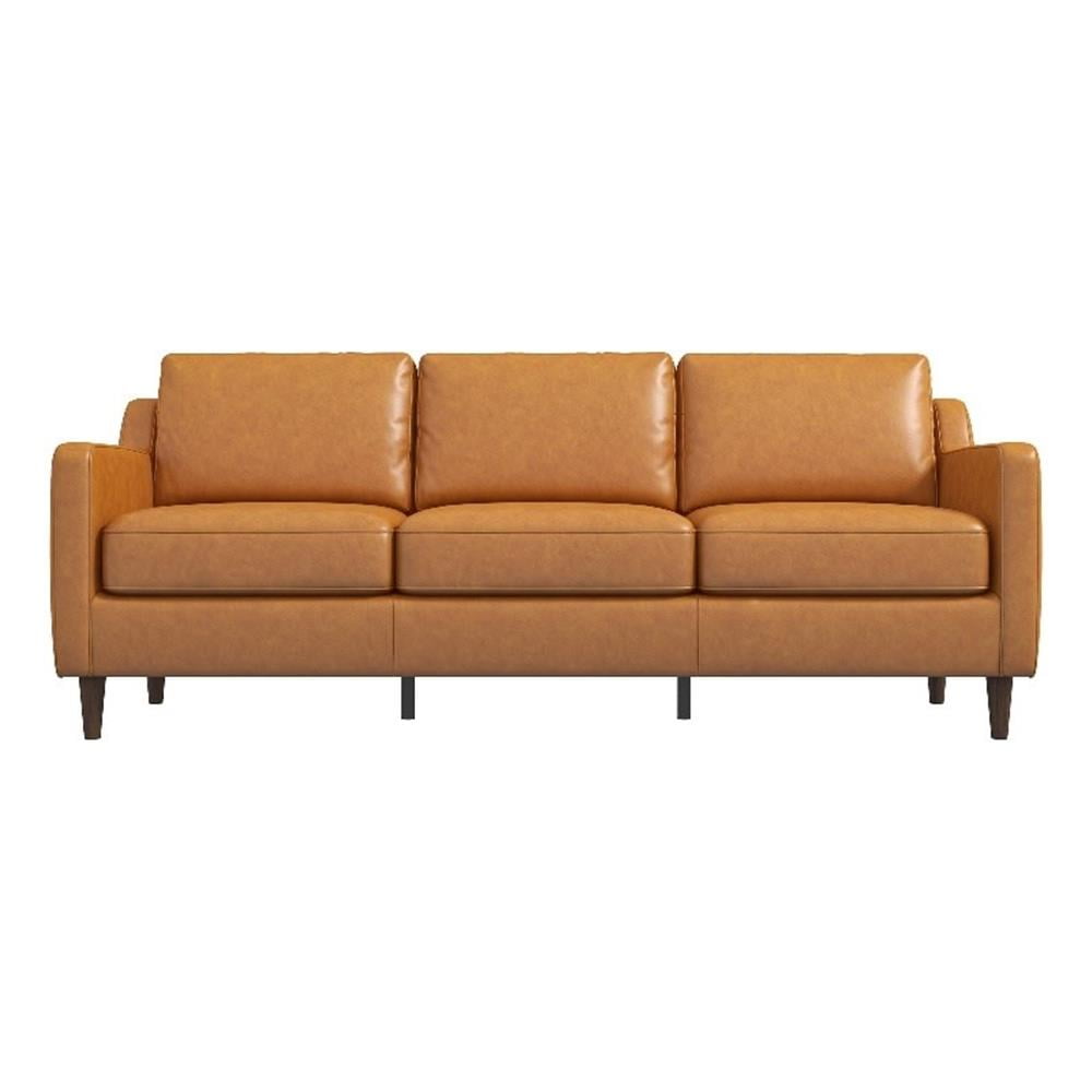 Allora Genuine Italian Leather Upholstered Sofa in Cognac/Tan - Walmart.com