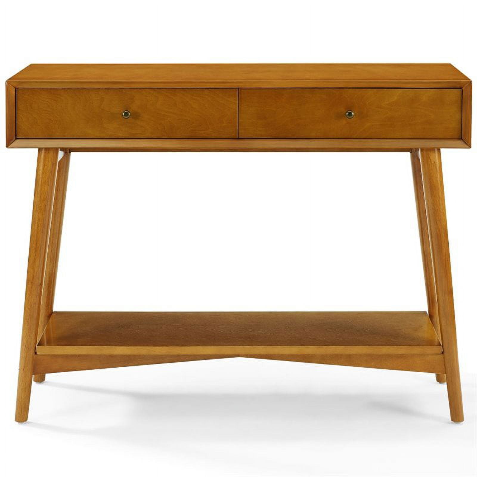 Allora Mid-Century 2-Drawer Wood Console Table in Acorn Brown - Walmart.com