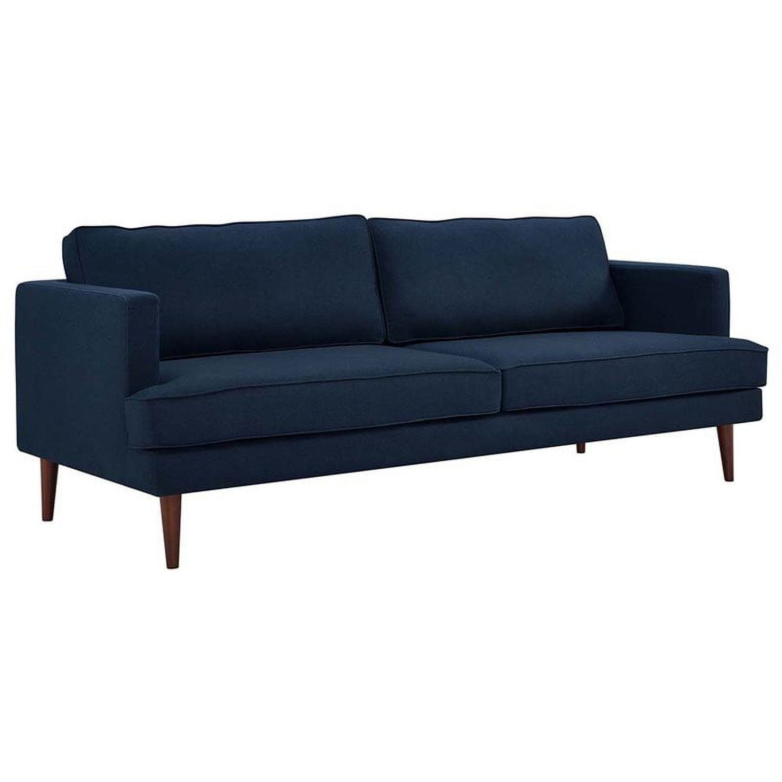 Allora Mid Century Modern Sofa in Blue and Walnut - Walmart.com