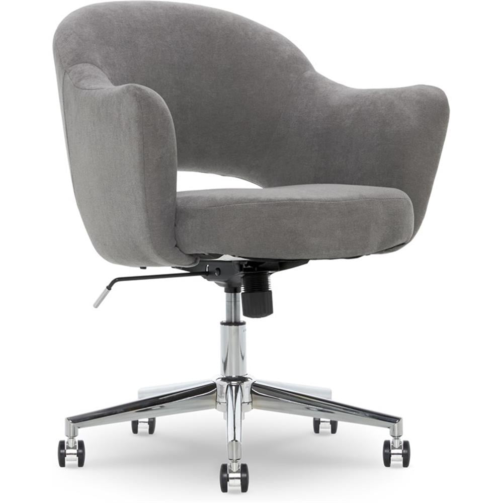Allora Mid-Century Stainless Steel/Fabric Home Office Chair in Gray ...