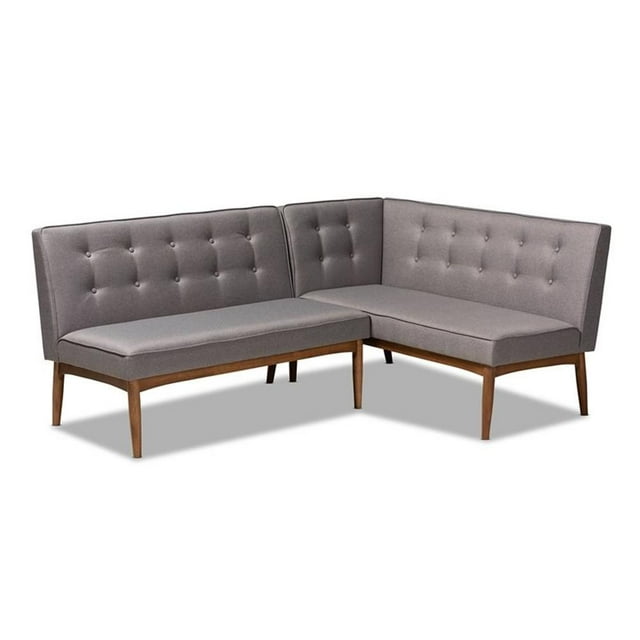 Allora Modern 2-Piece Cushioned Wood Dining Corner Sofa Bench in Gray - Walmart.com