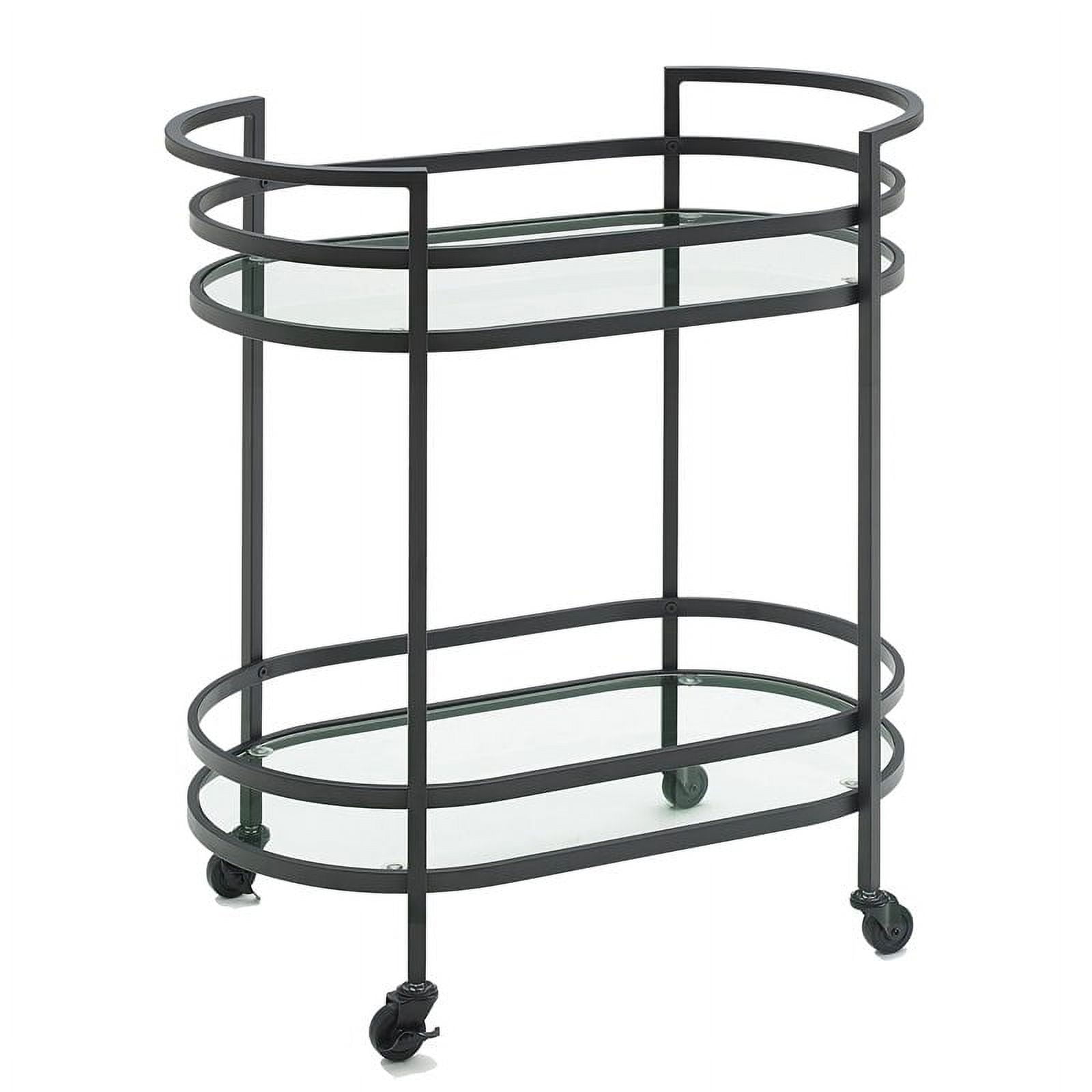 Allora Modern Steel Metal/Tempered Glass Bar Cart in Matte Black ...