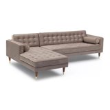 Allora Modern Velvet/Wood Right Sectional Sofa with Gold Legs in Taupe - Walmart.com