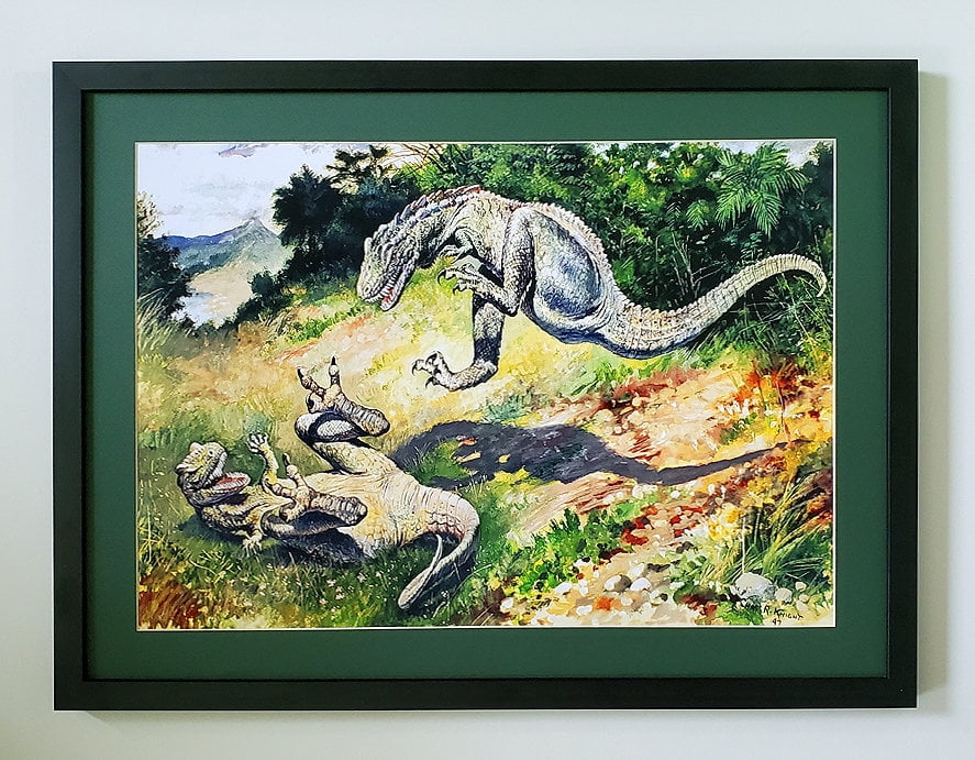 Allosaur Battle Dinosaur Poster Print Art by Charles R Knight. Many ...