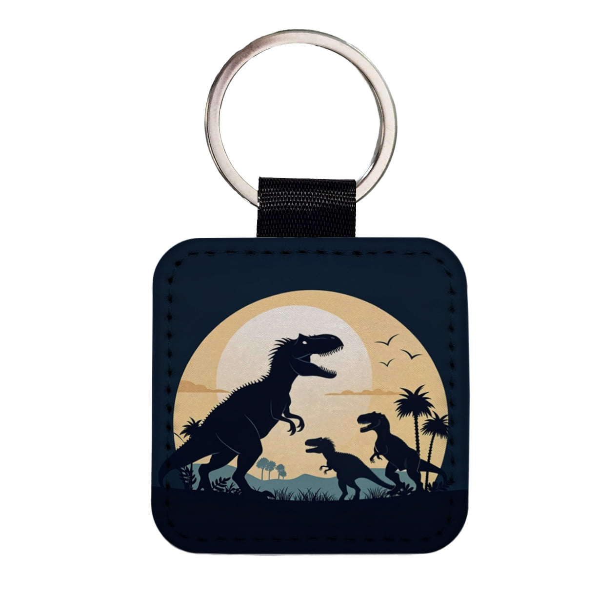 Allosaurus Silhouettes Dinosaurs Faux Leather Square Keychain - Walmart.com