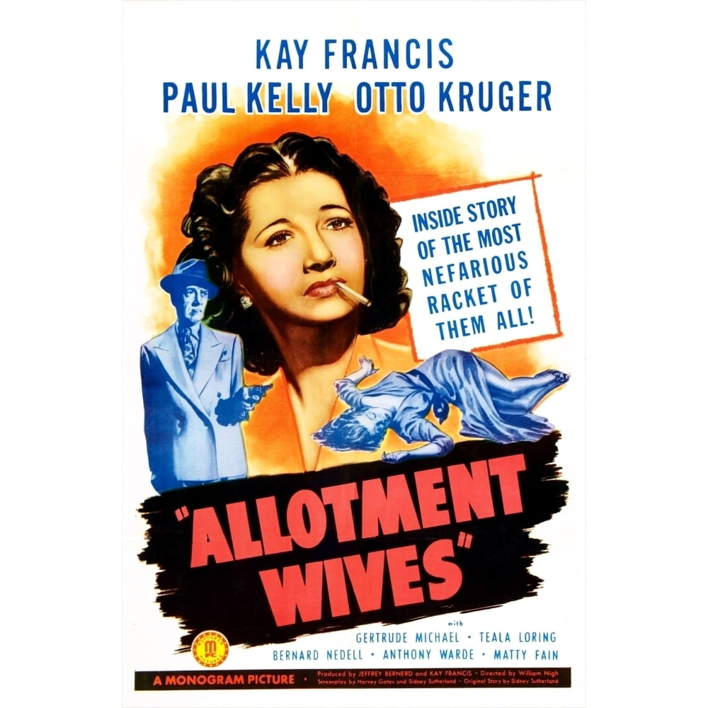 Allotment Wives Us Poster Kay Francis Otto Kruger (Left) 1945 Movie ...