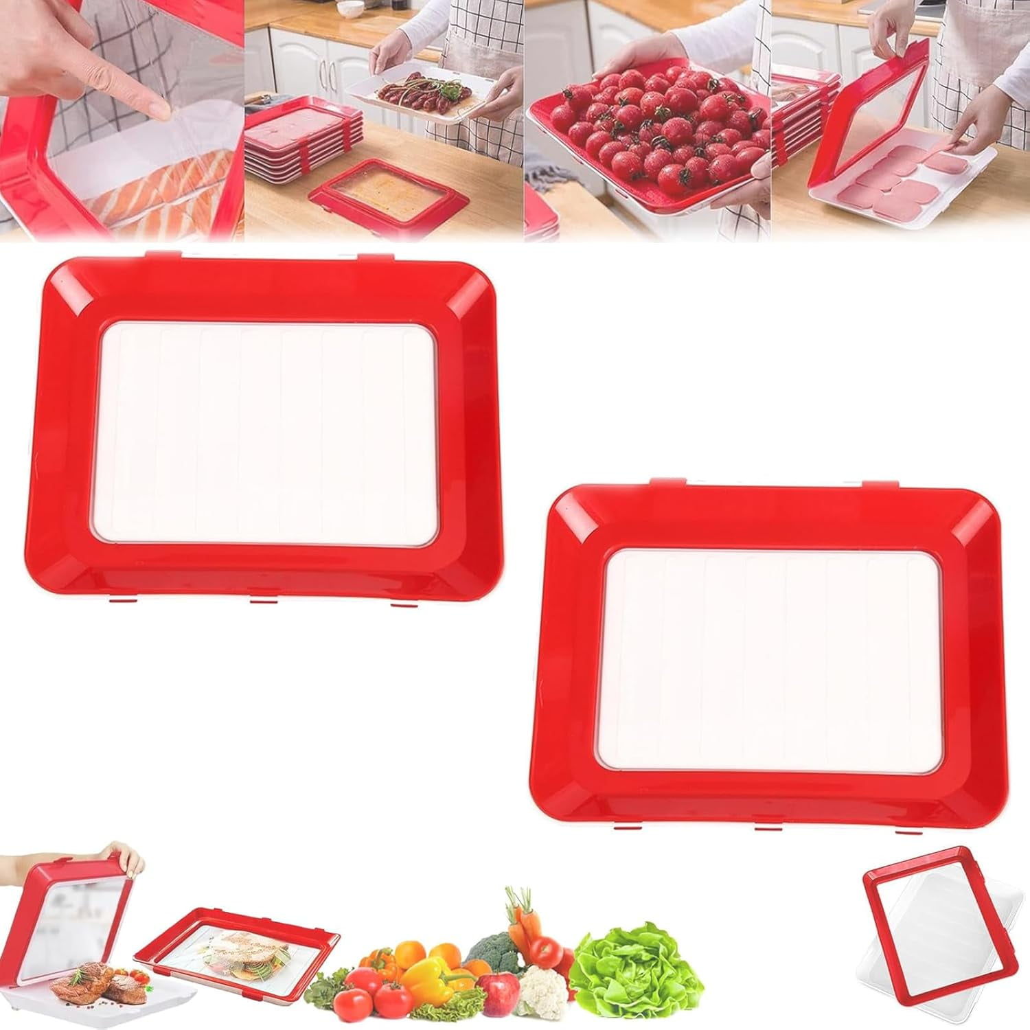 Allowancek Reusable Food Preserving Tray, Allowancek Food Container ...