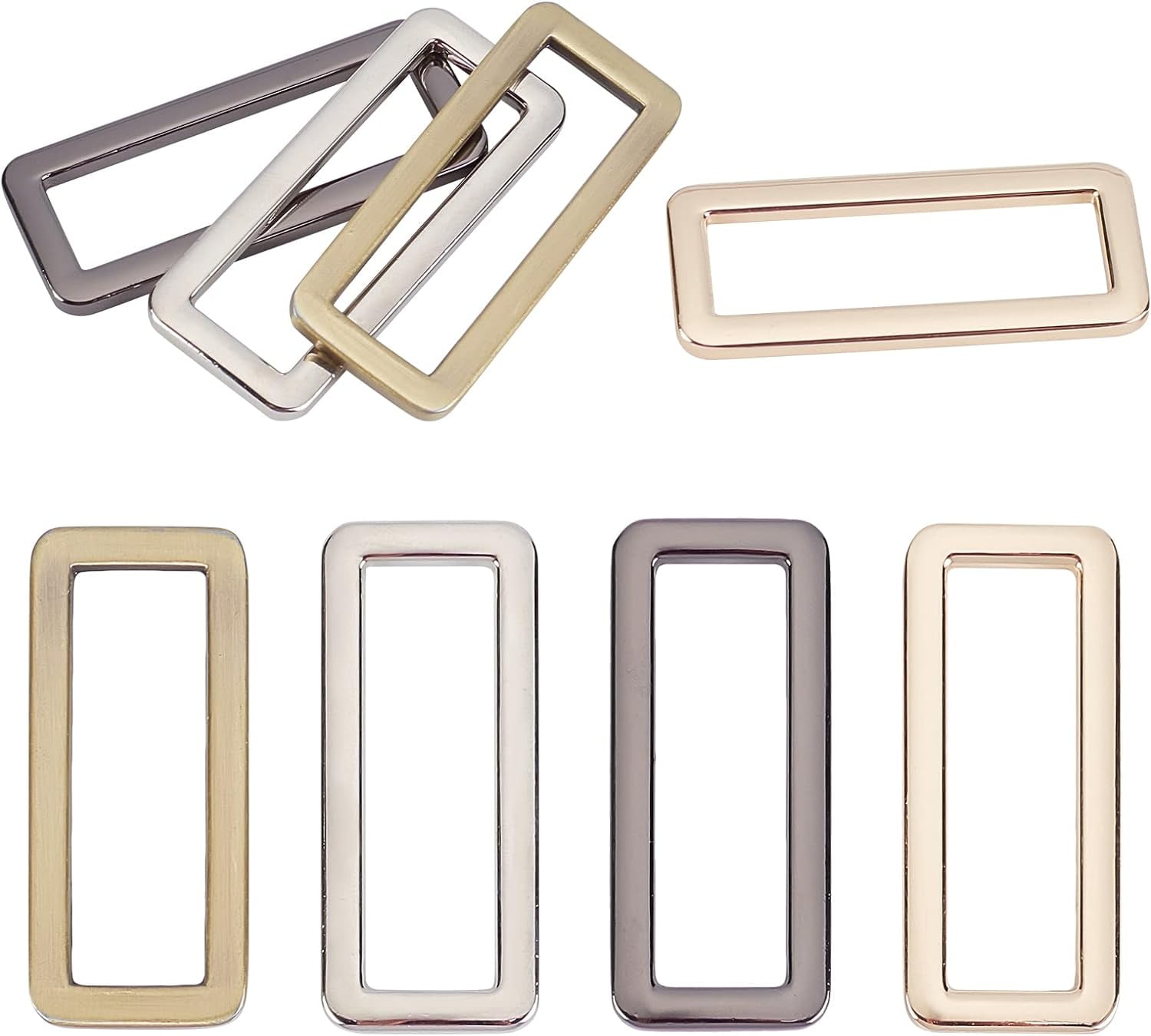 Alloy 1 4/5inch Flat Rectangle Ring 8pcs 4 Colors Heavy duty Rectangle ...