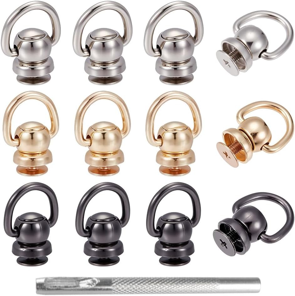 Alloy 12PCS D Ring for Purse Rivets Insert Buckle 3 Colors Brass Bag ...