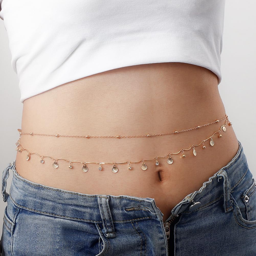 Alloy Adjustable Link Chain Belts Cubic Zirconia Waist Chain Golden ...