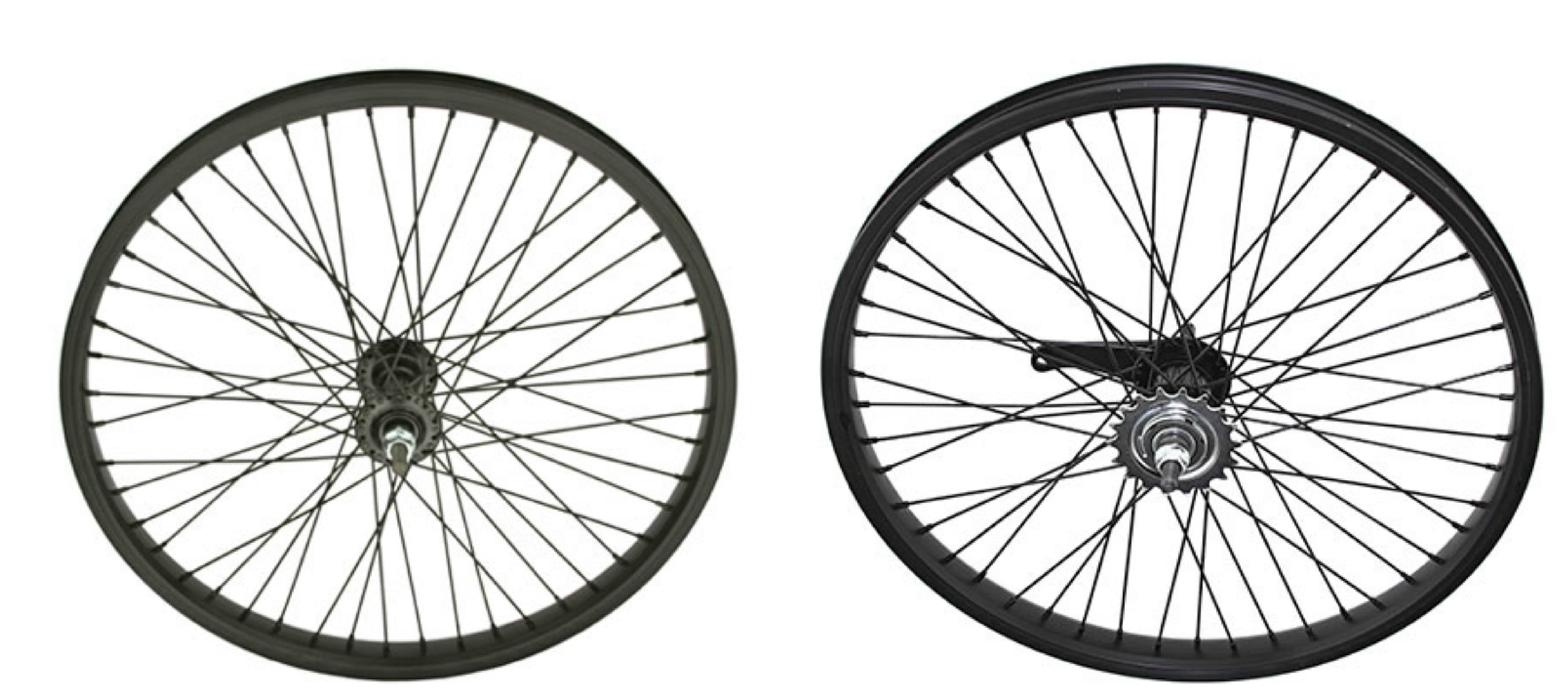 Alloy Black 20" 48 Spoke Wheel Set. Front and Back Coaster Wheel ...