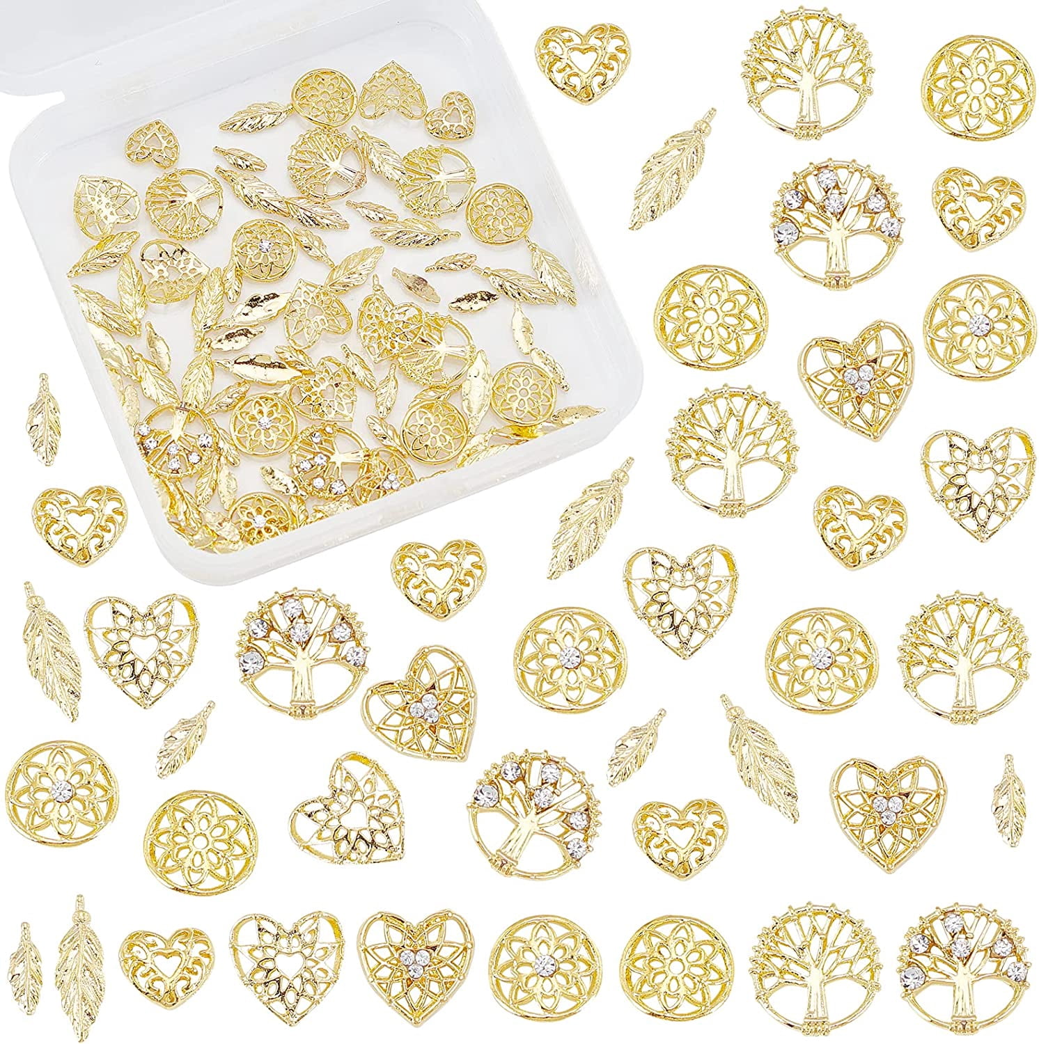 Alloy Cabochons Hollow Nail Art Decoration Accessories for Women Mixed ...