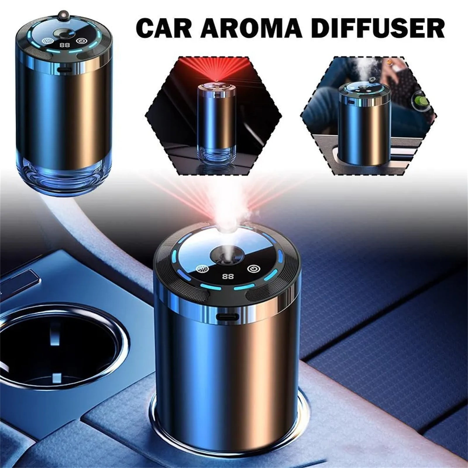 Alloy Car Diffuser Metal Rechargeable Five Speed Charging Waterless ...