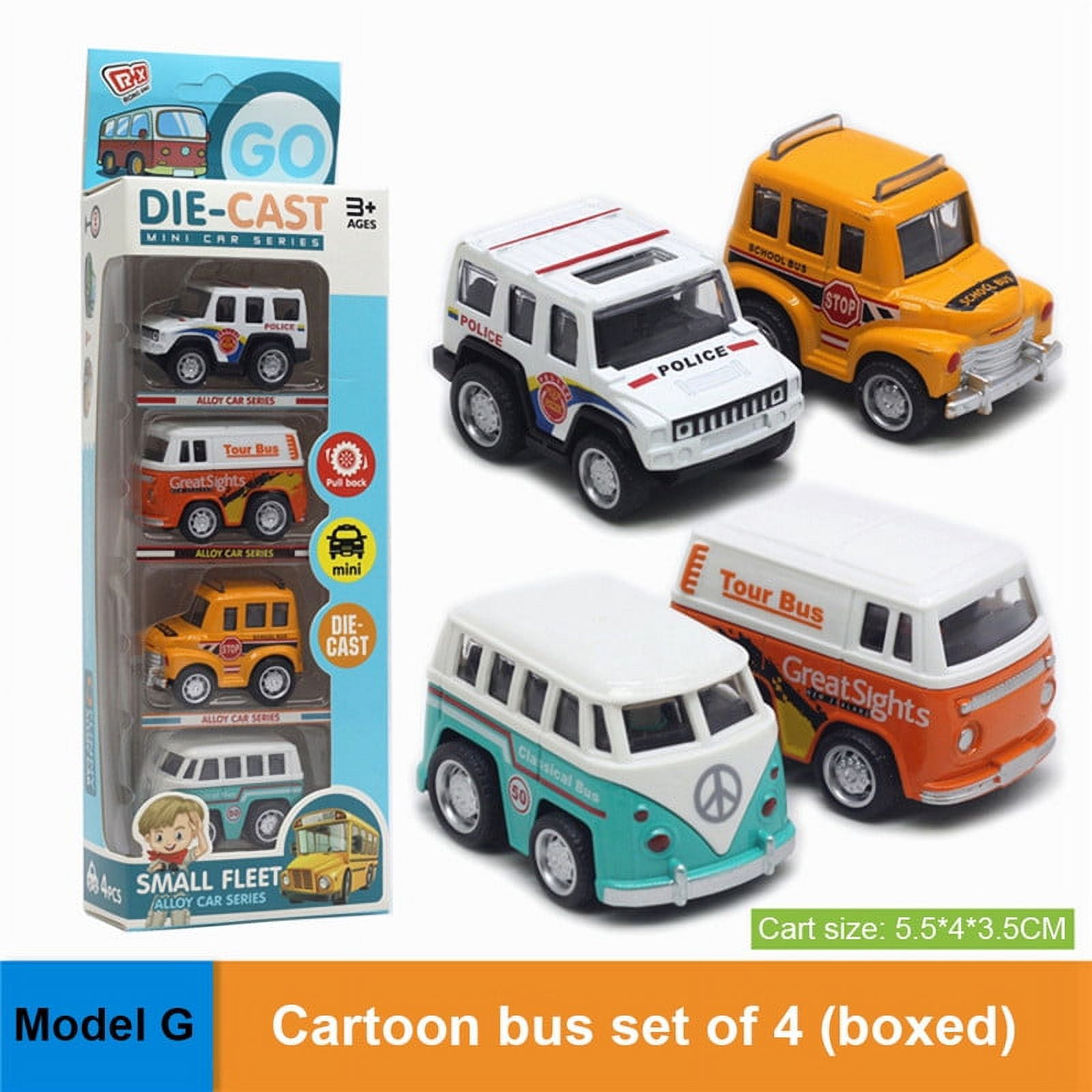 Alloy Cartoon Large Wheel Car Model 4-Piece Set of Engineering Car Bus ...