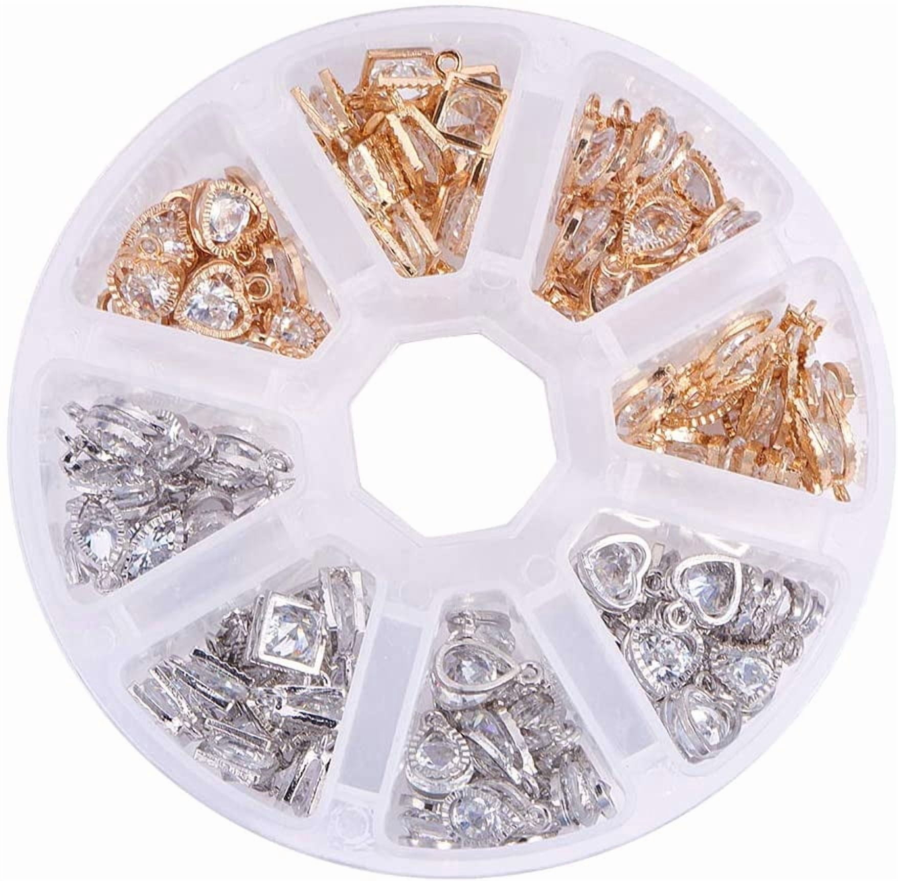 Alloy Charms with Cubic Zirconia Mixed Shapes Mixed Color 13x8.4x1.75cm ...