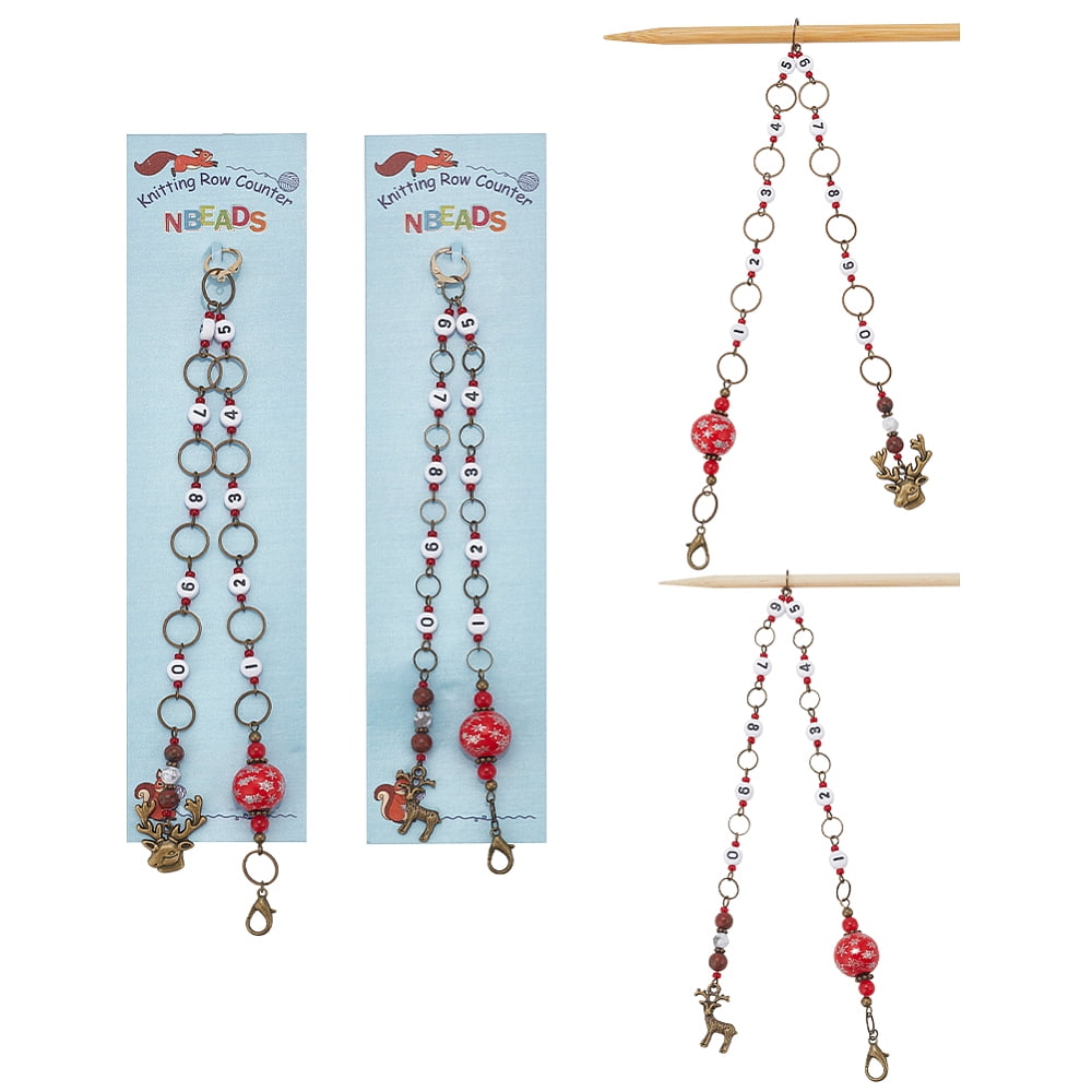 Alloy Christmas Reindeer Pendant Knitting Row Counter Chains Wood ...