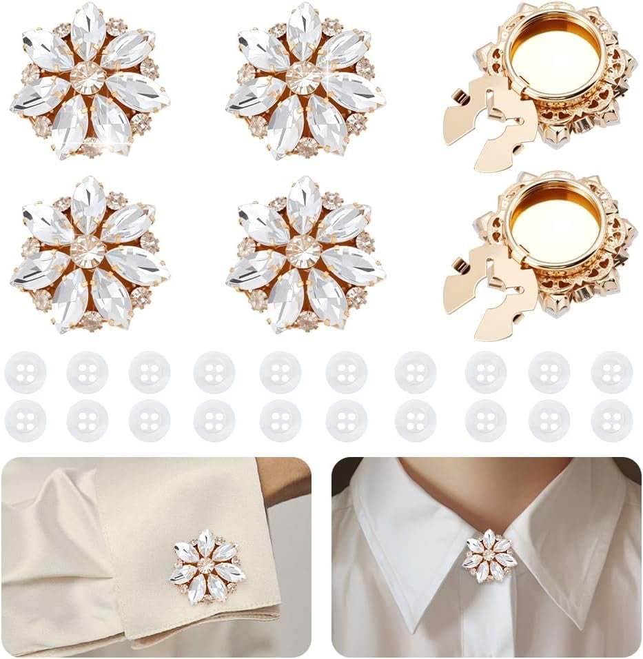 Alloy Cufflinks & 4-Hole Plastic Buttons with Alloy Rhinestone Golden ...