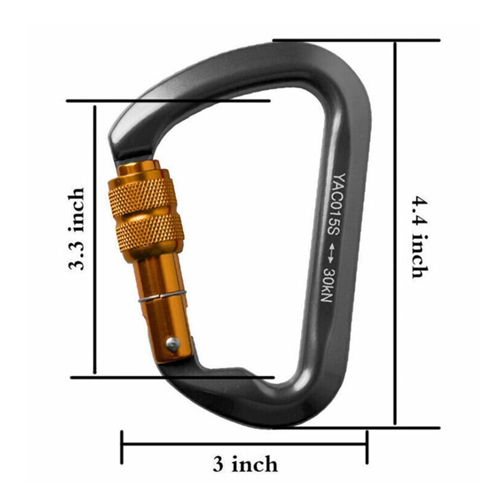 Alloy D-Shape 30KN Auto Locking Carabiner Clip Hook Climbing Rock ...