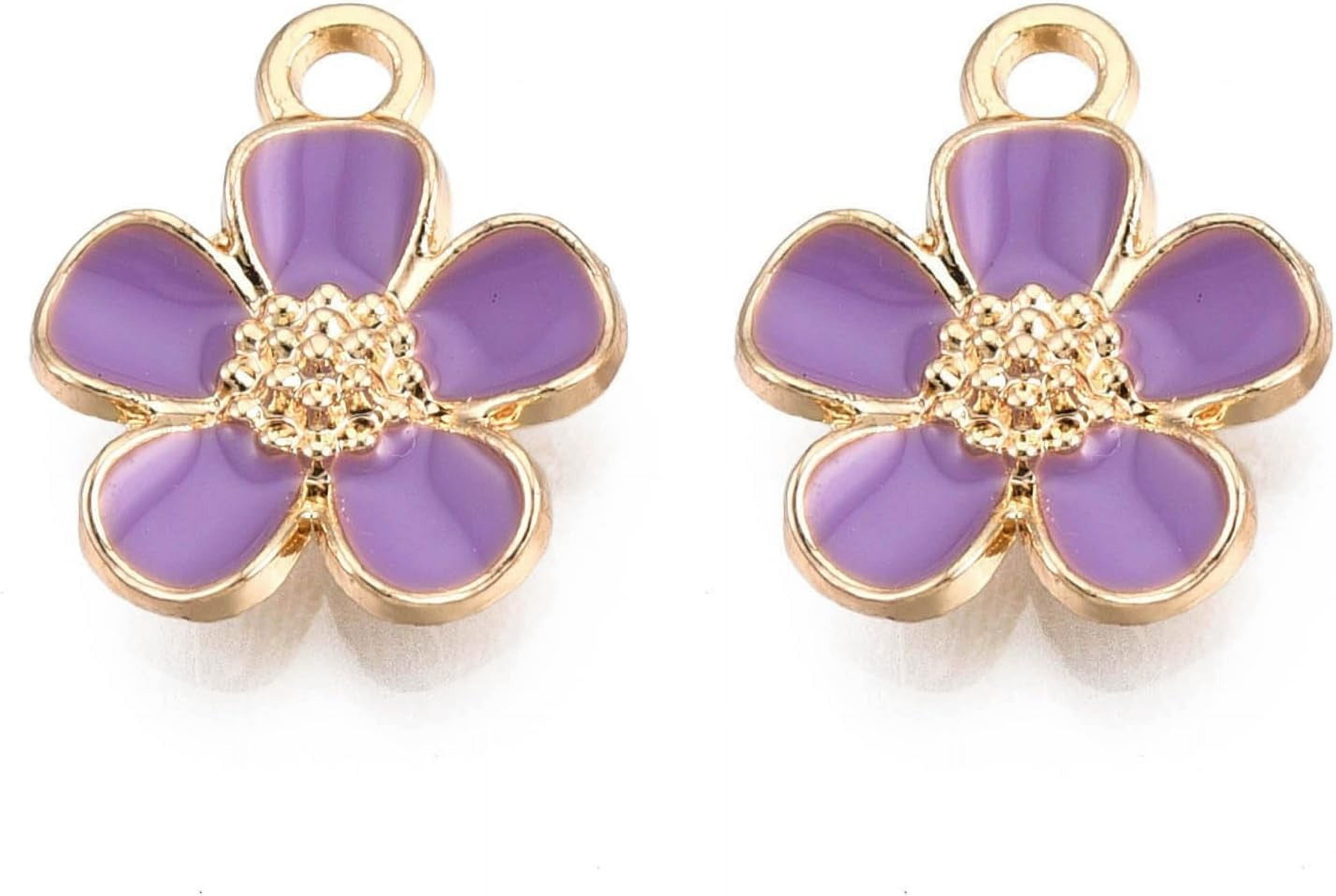 Alloy+Enamel 10Pcs 5- Petal Flower Charms Zinc Alloy Jewelry Findings ...