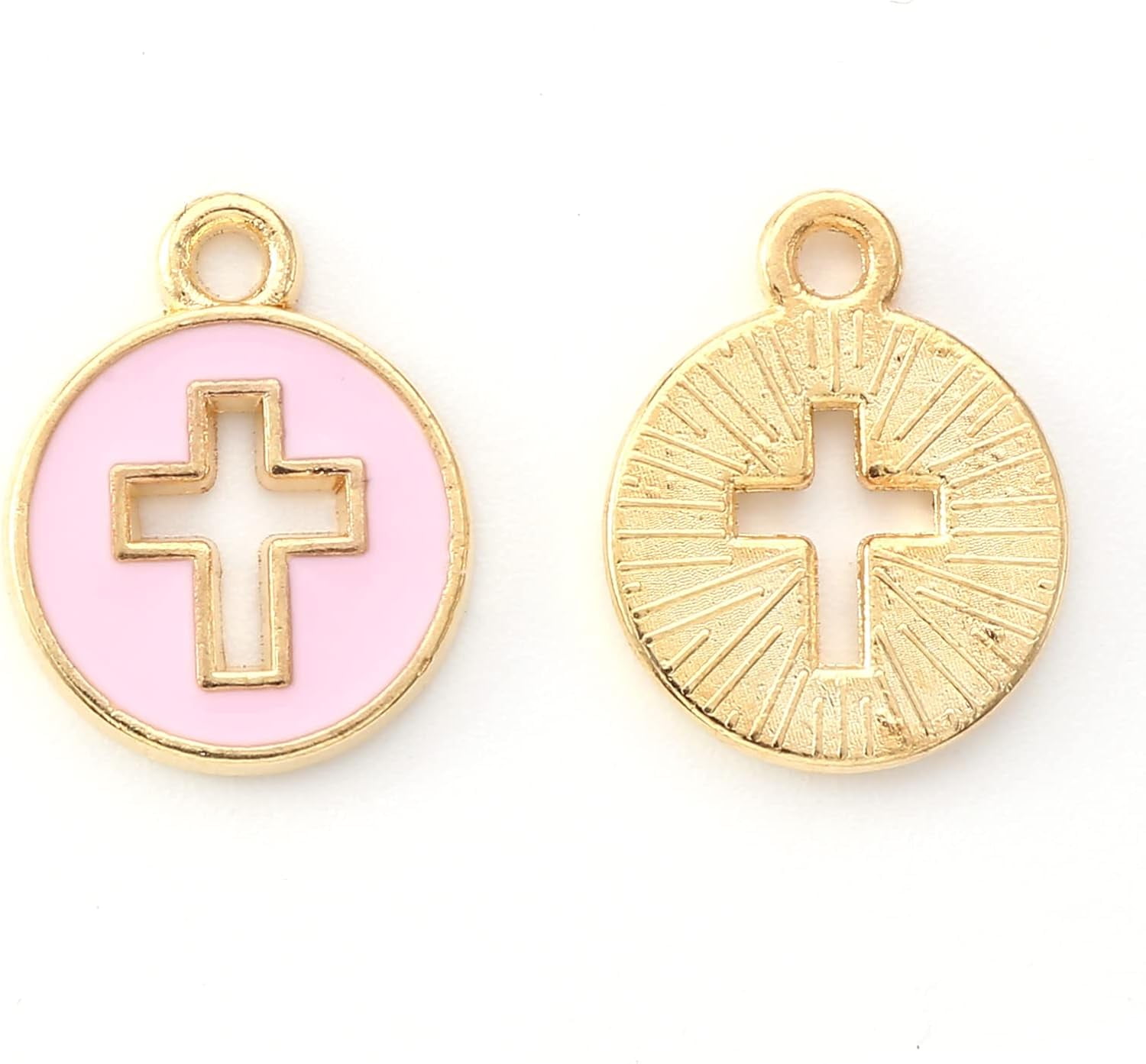 Alloy+Enamel 10Pcs Alloy Enamel Cross Pendants Flat Round with Cross ...