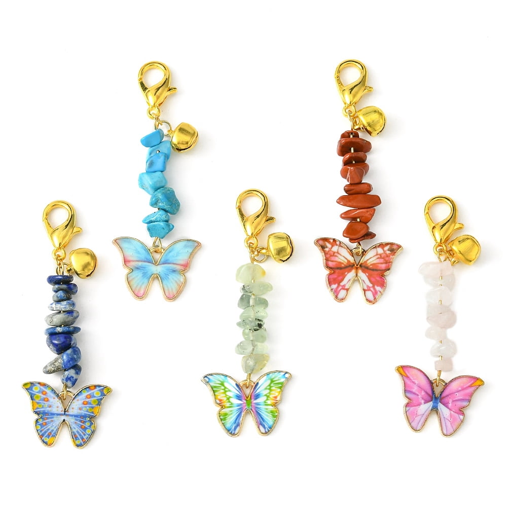 Alloy Enamel Butterfly Pendant Decoration Natural Mixed Gemstone Chips ...