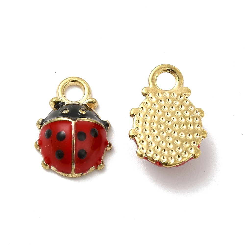 Alloy Enamel Charms 3D Ladybug Charms Golden 12.5x9x4.5mm Hole: 2mm ...