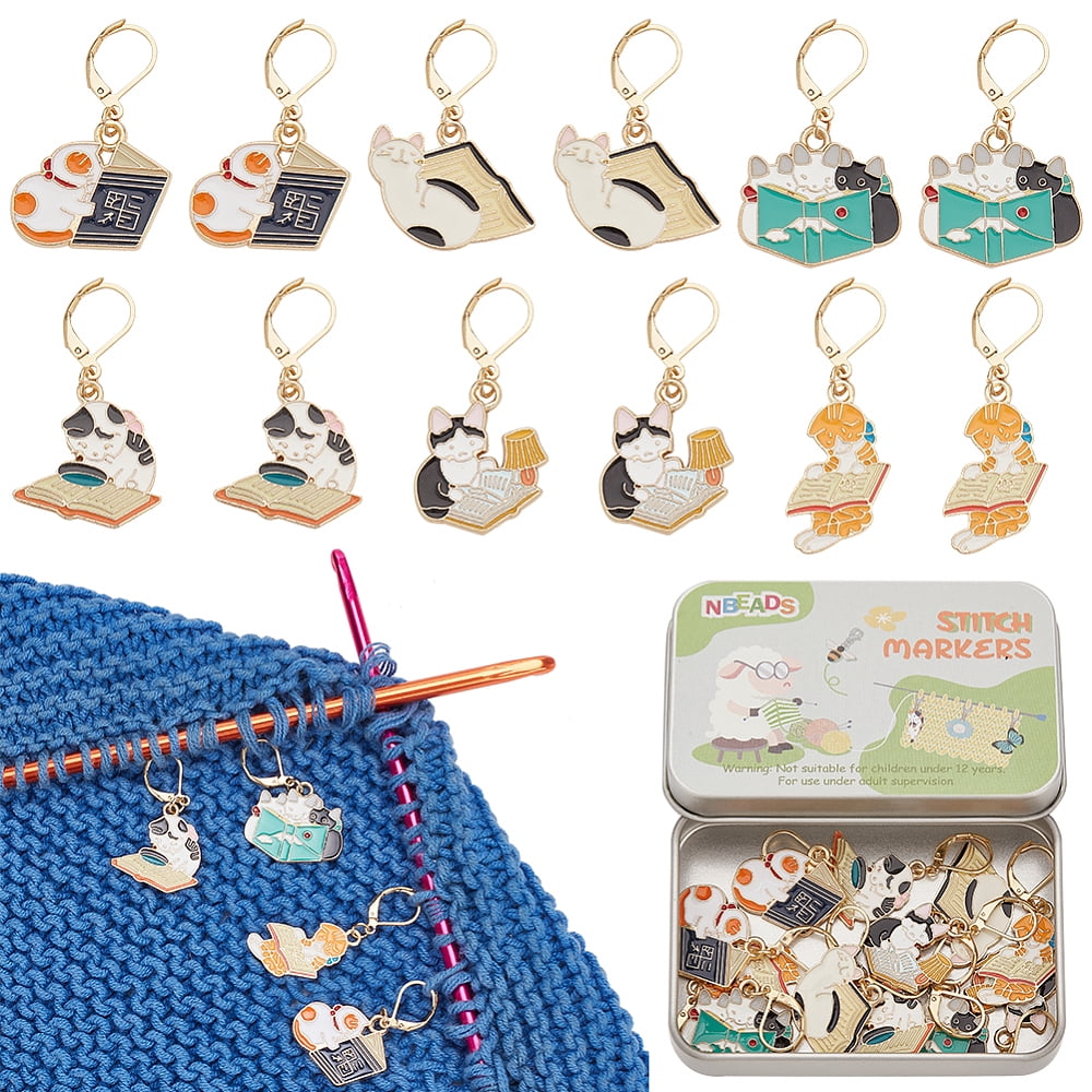 Alloy Enamel Pendant Locking Stitch Marker with 304 Stainless Steel ...