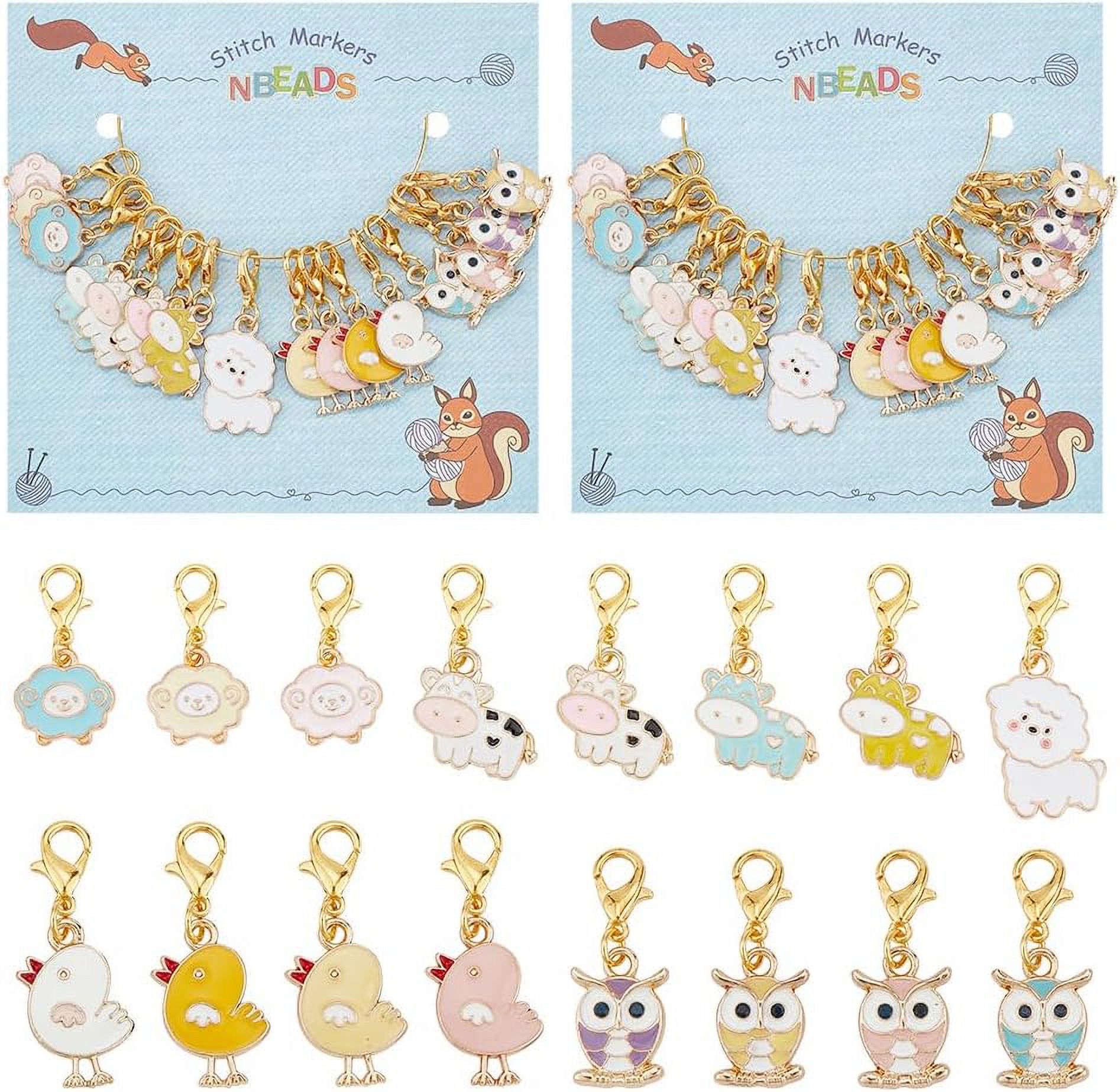 Alloy Enamel Pendant Stitch Markers Animal Theme Crochet Lobster Clasp ...