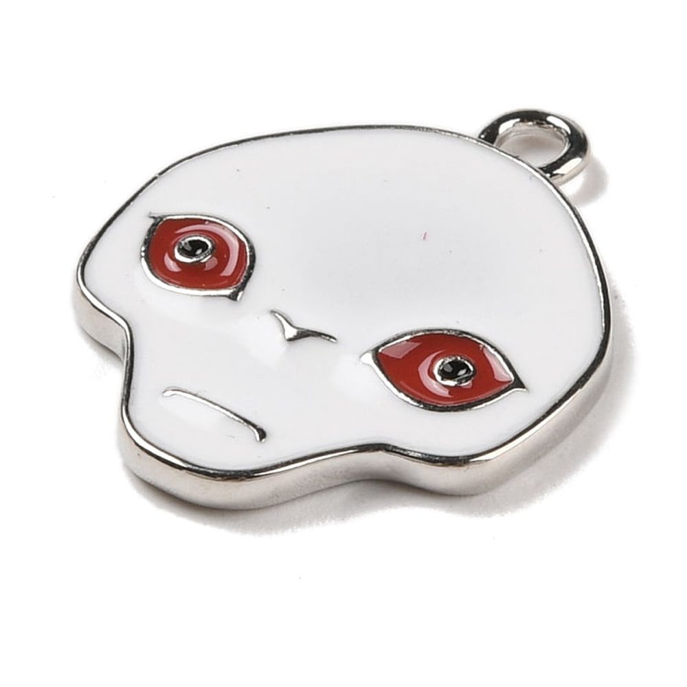 Alloy Enamel Pendants Alien Charm Platinum White 25~25.5x18~20x2.5mm ...