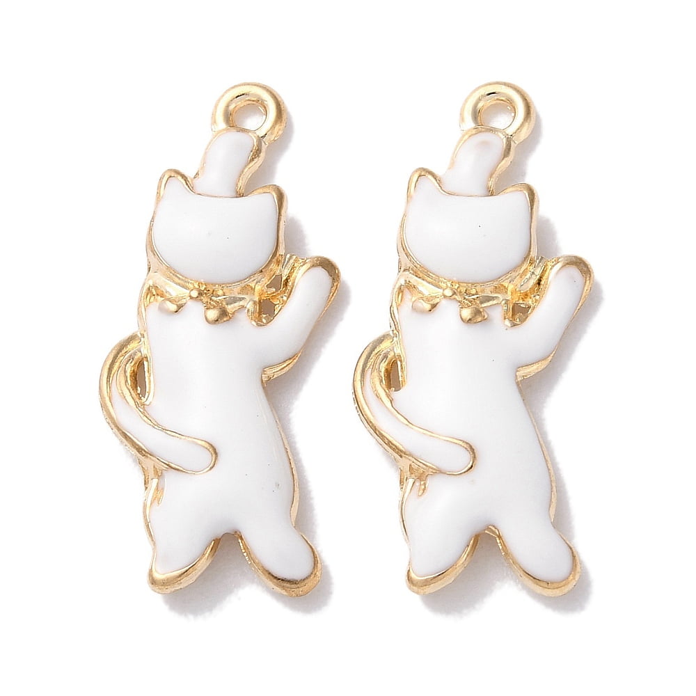Alloy Enamel Pendants Golden Animals Theme Charm Cat Shape 25x10.5x3mm ...