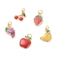 Alloy Enamel Pendants with Jump Rings Light Gold Banana Strawberry ...