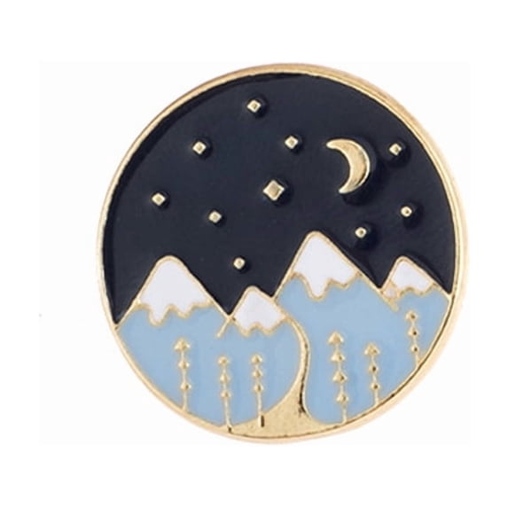 Alloy Enamel Pins Brooch for Backpack Clothes Flat Round with Mountain ...