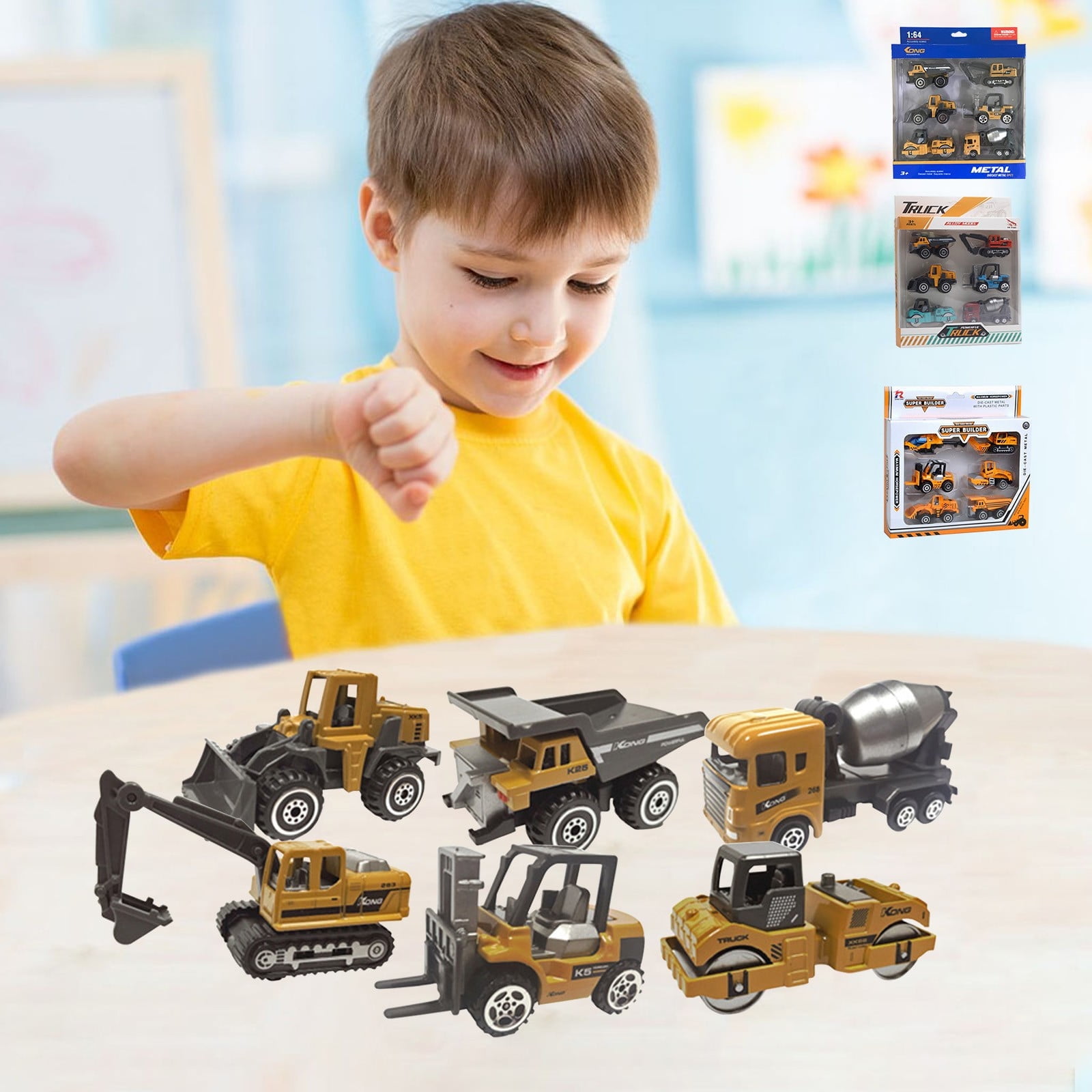 Alloy Engineering Vehicle Set - 6-Piece Tough Construction Toy Cars for ...