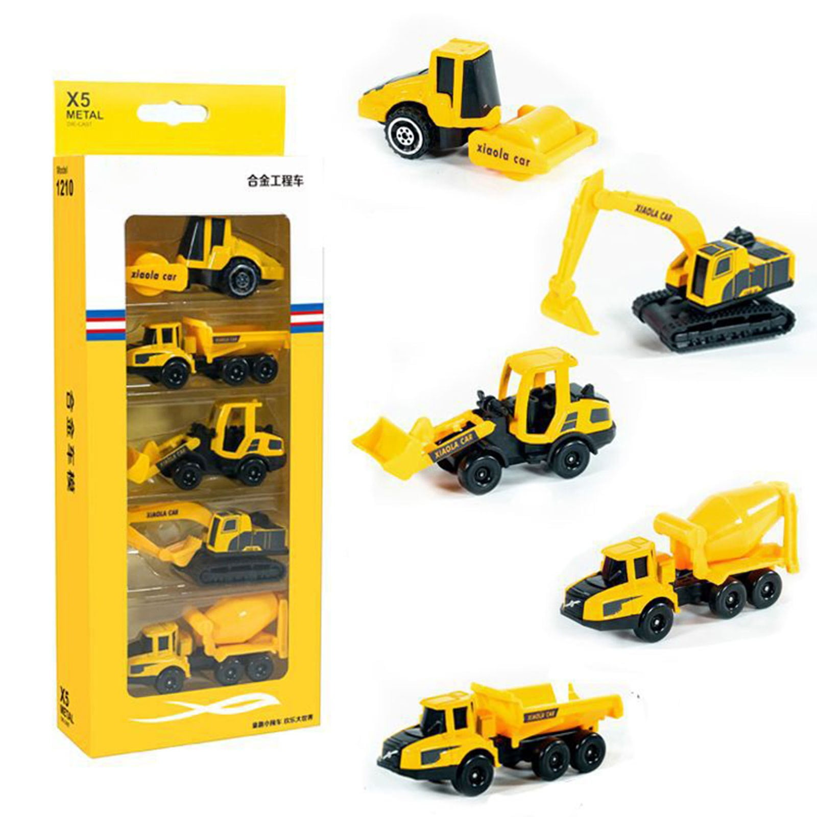 Alloy Engineering Vehicles Toy Cars Set of 5 Miniature Construction ...