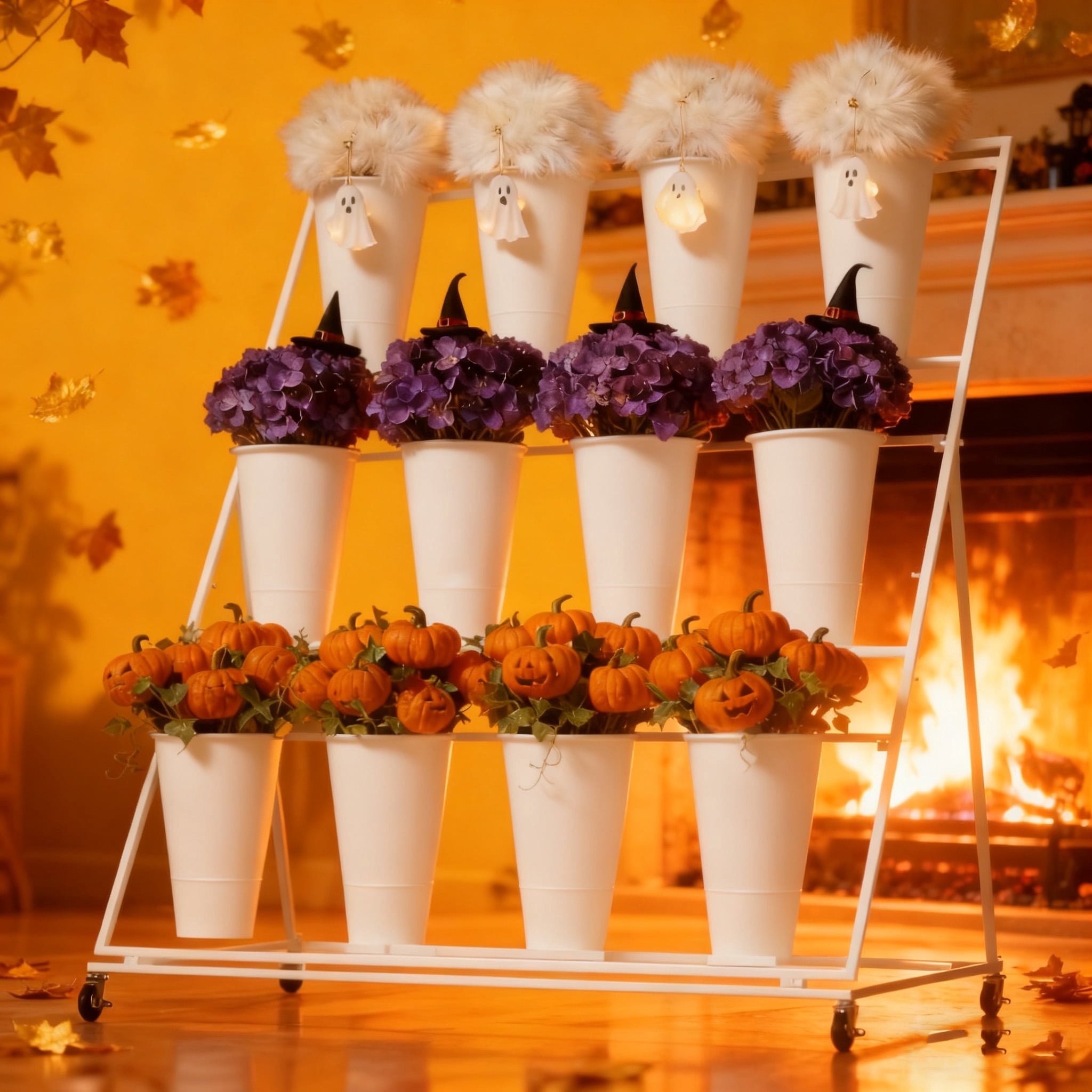 Alloy Flower Display Stand, 12 Buckets Florist Bouquet Shelf, 3 Layers ...
