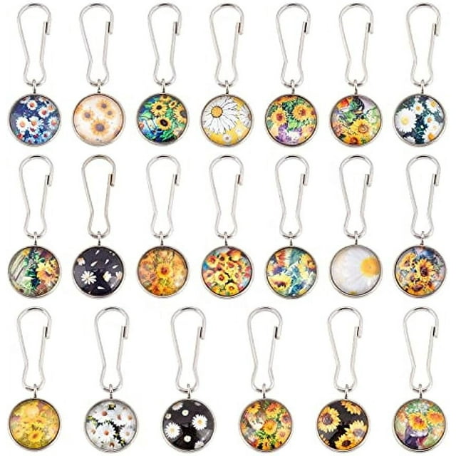 Alloy Flower Zipper Pull Charms Antique Silver and Platinum Zipper Pull ...