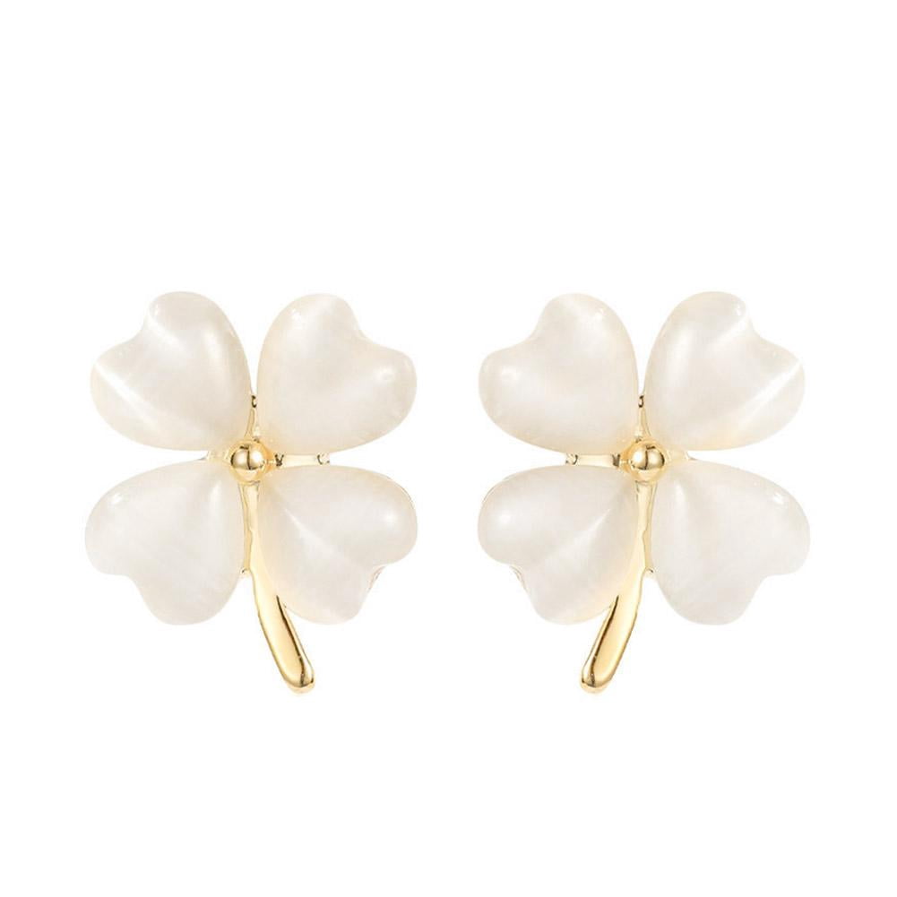 Alloy Four - leaf Clover Cats Eye Stone Earrings for Women and Teens ...