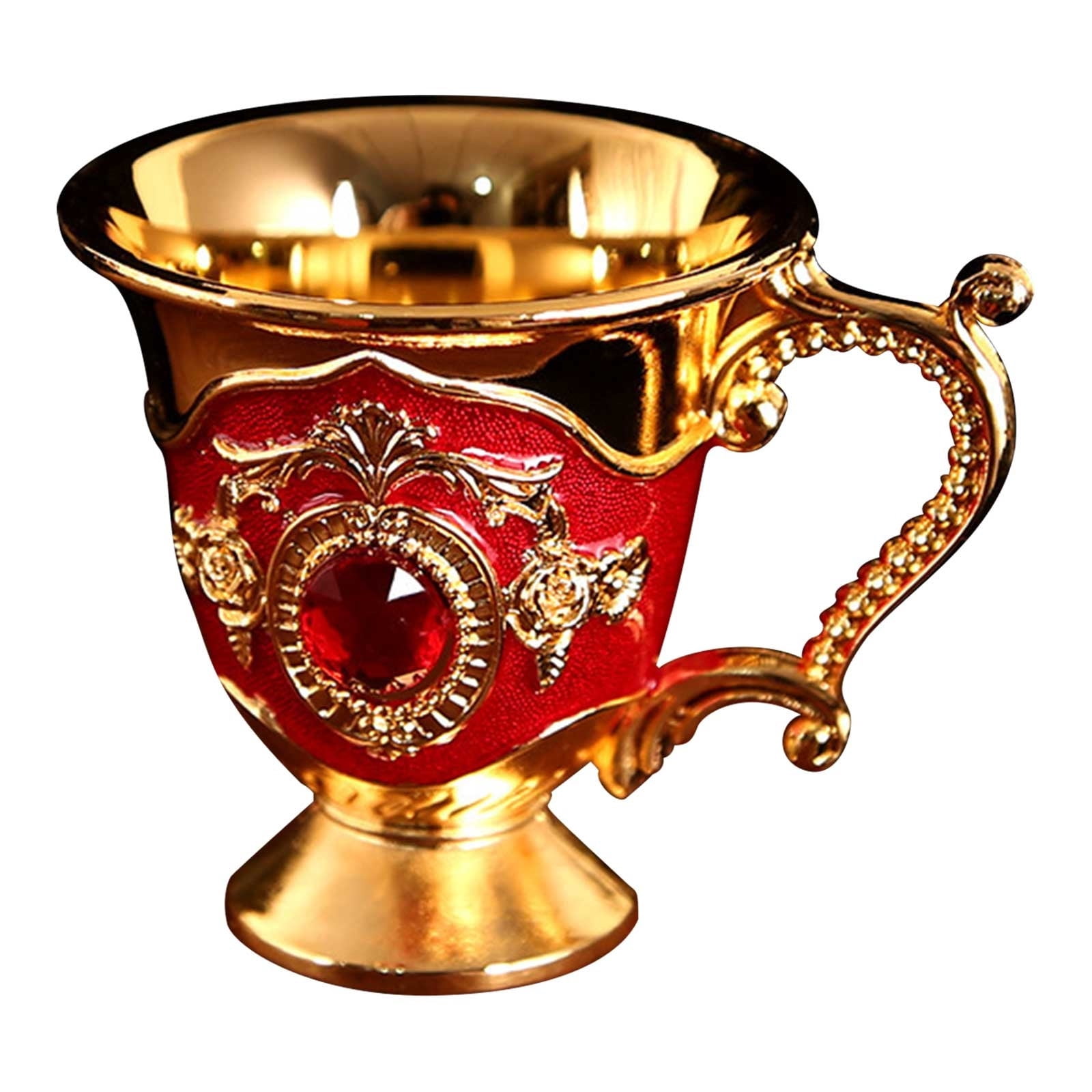 Alloy Gemstone-Encrusted Wine Glass - Handcrafted Metal Drinking Cup ...