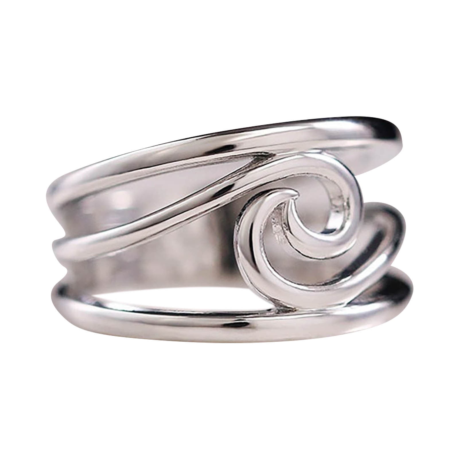 Alloy Geometric Wave Ring Jewelry Female Siple Smooth Ring D - Walmart ...