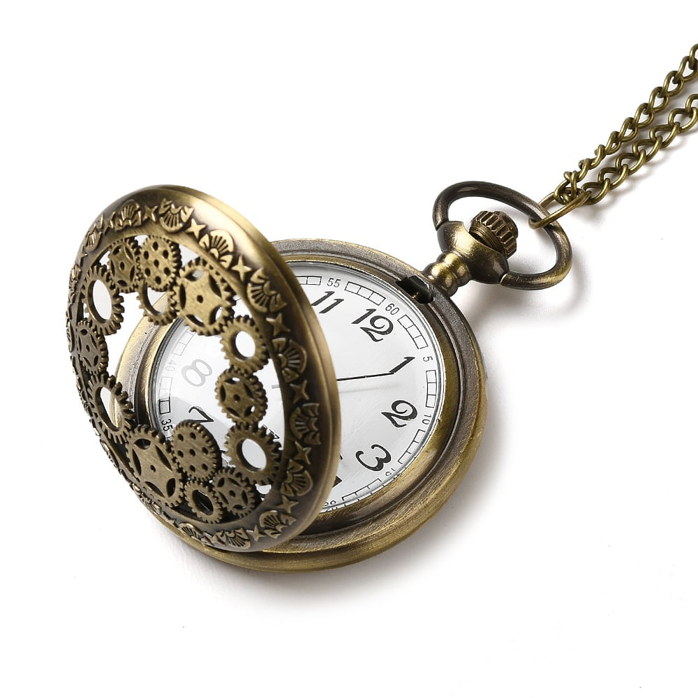 Alloy Glass Pendant Pocket Necklace Electronic Watches with Iron Chains ...
