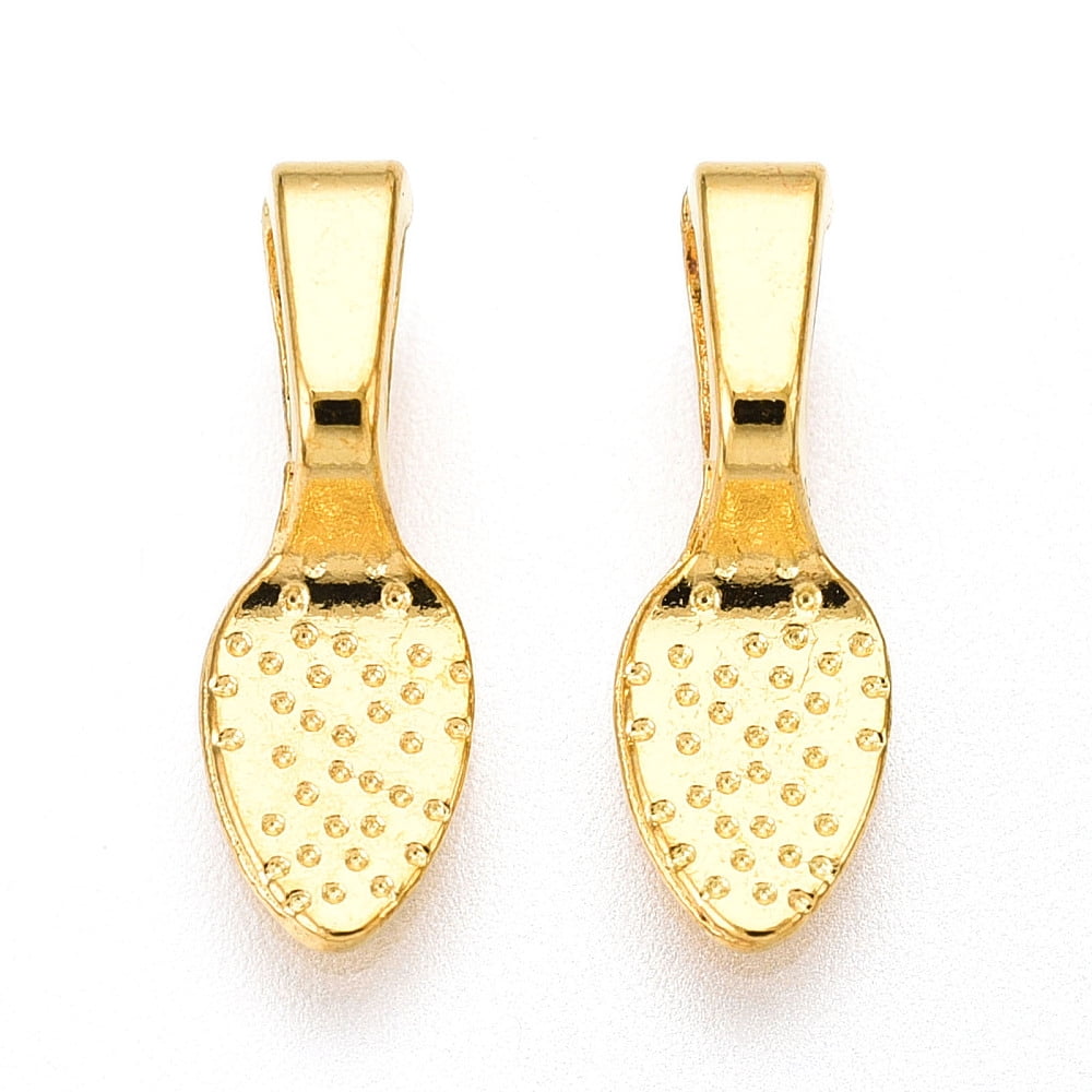 Alloy Glue-on Flat Pad Bails Shovel Pendant Bails Golden 15x5x1~5mm ...