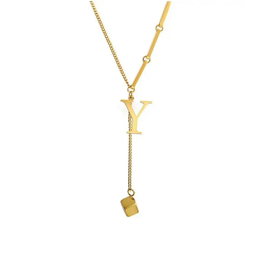 Alloy Golden Alphabet Pendant Necklace for Women with 26 Letters for ...