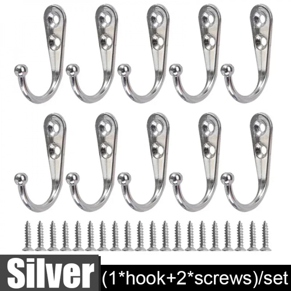 Alloy Hooks with Screws Wall Mounted Hanging Hangers for Coat Towel ...