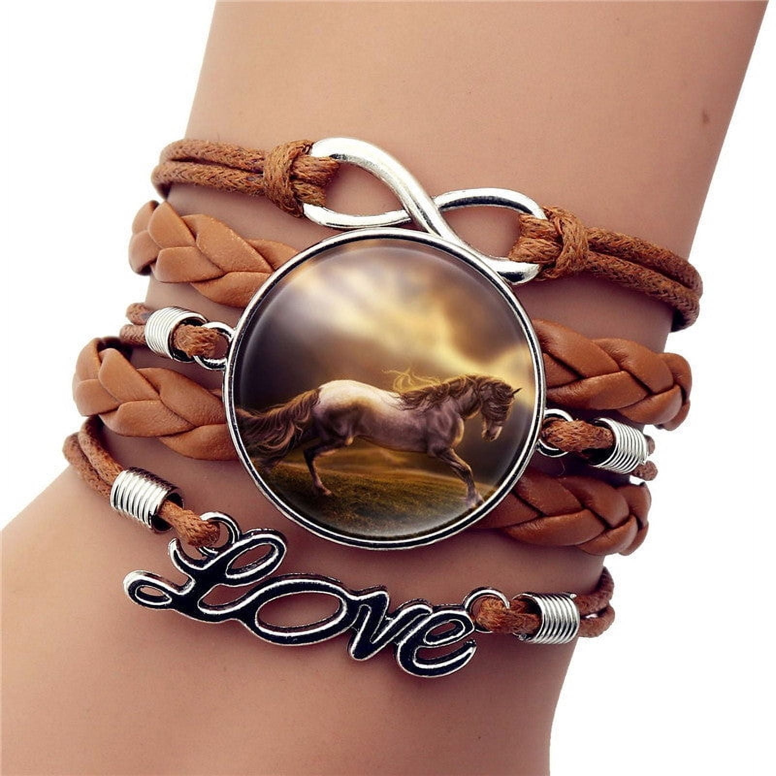 Alloy Horse Bracelet with Glass Gem Pendant, 17cm + 5cm Extender ...