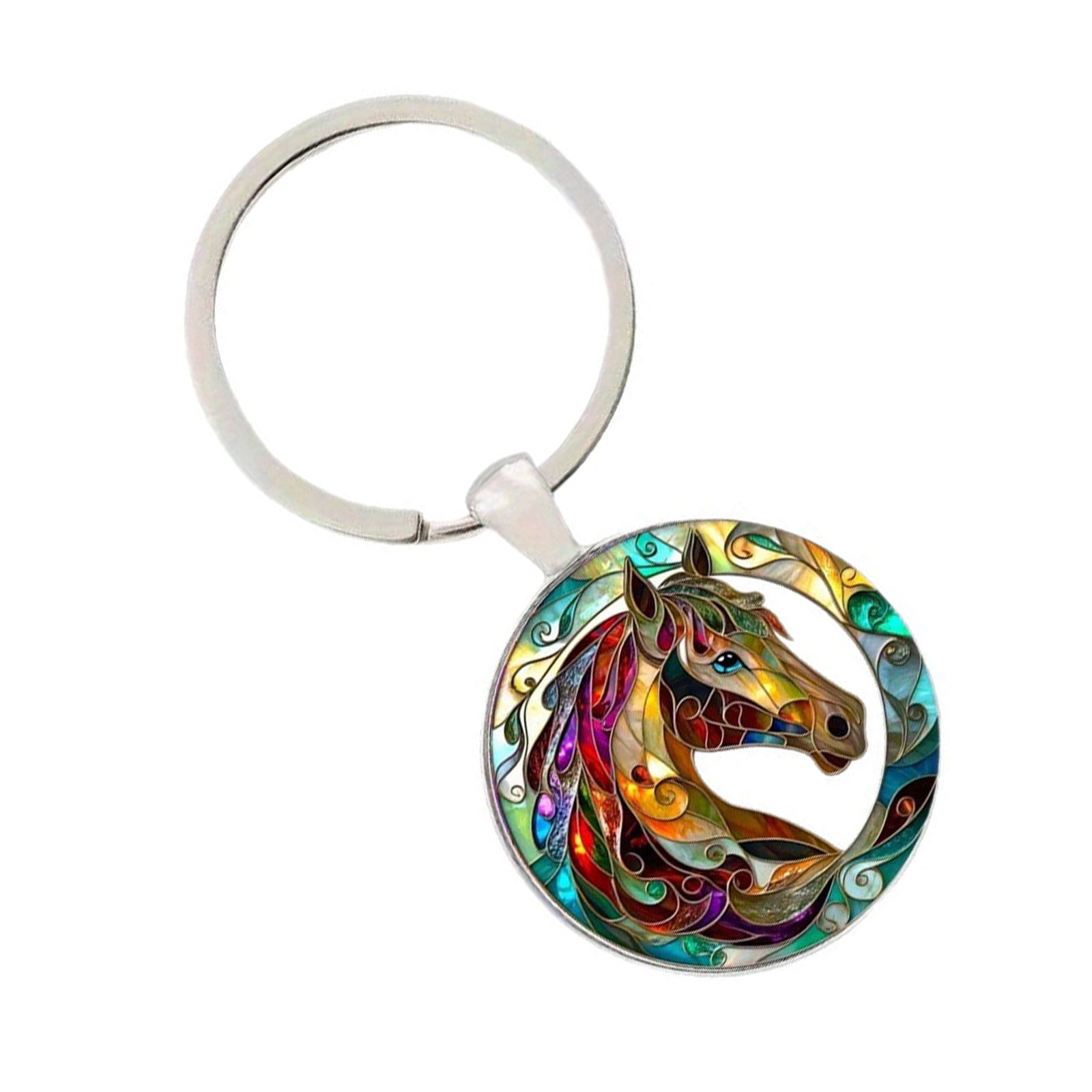 Alloy Keychain With Dome Glass Horse Charm For Keys Purses Decorative ...