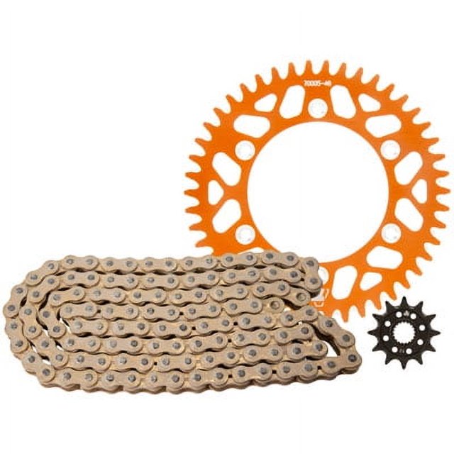 Alloy Kit & Gold Plated Race Chain Orange Rear Sprocket For KTM 125 SX ...