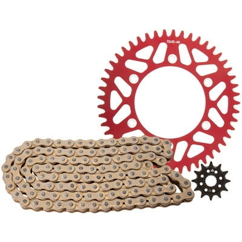 Alloy Kit & Gold Plated Race Chain Red Rear Sprocket For KTM 125 SX ...
